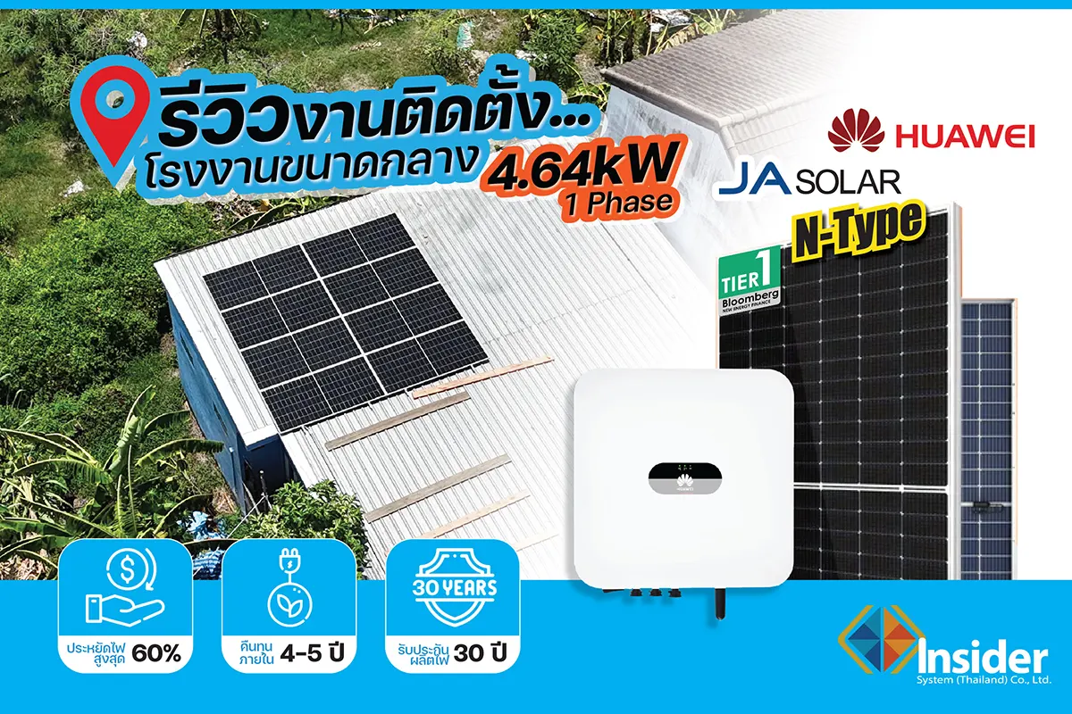งานติดตั้งโซลาร์เซลล์/String Inverter 4.64kW(1เฟส) เดินสาย เซ็ตระบบ ...